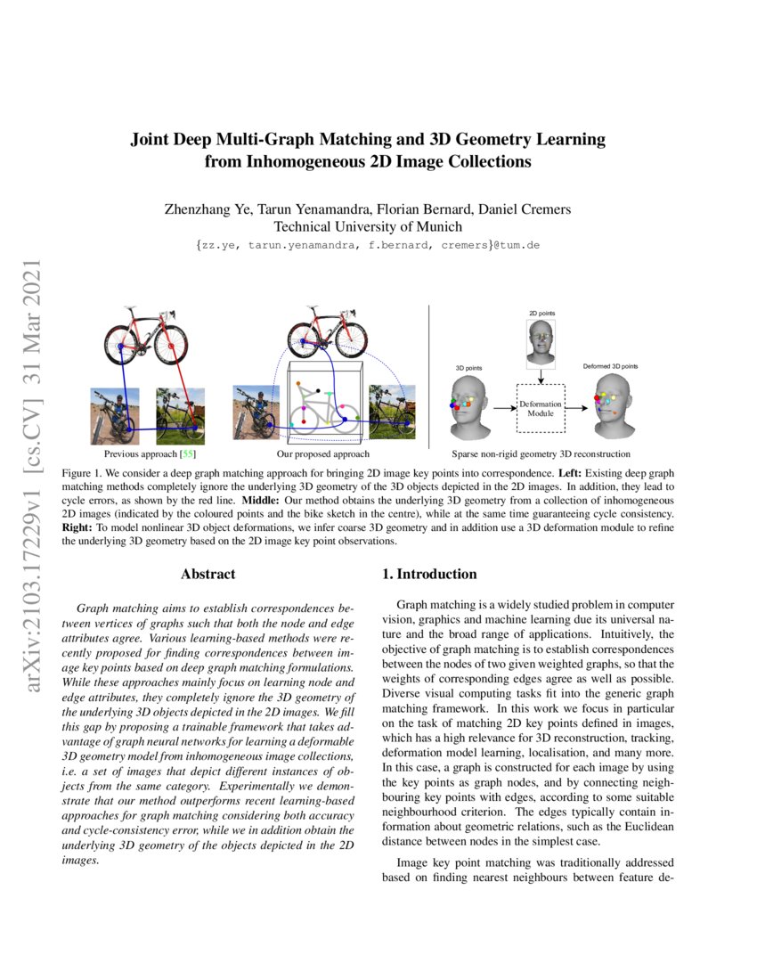 Joint Deep Multi-Graph Matching and 3D Geometry Learning from ...