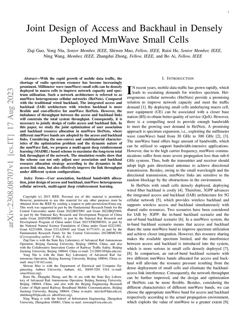 Joint Design of Access and Backhaul in Densely Deployed MmWave Small ...