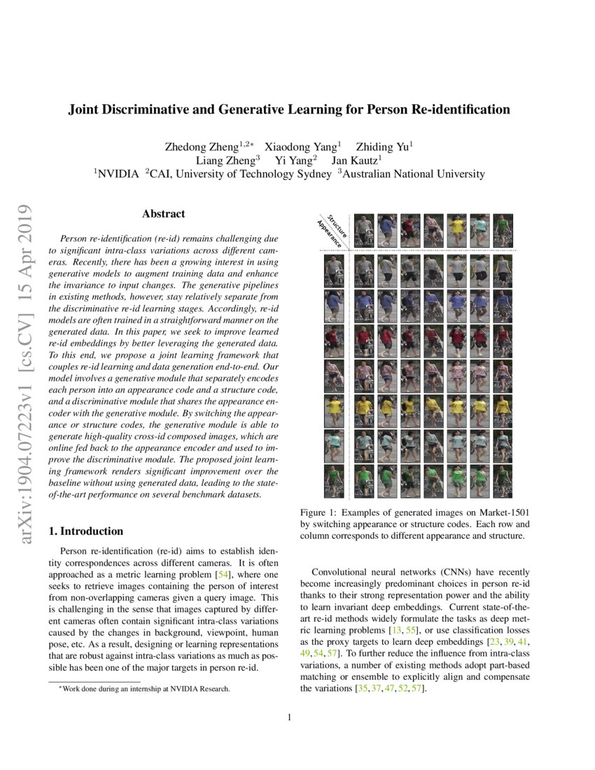 Joint Discriminative and Generative Learning for Person Re-identification | DeepAI