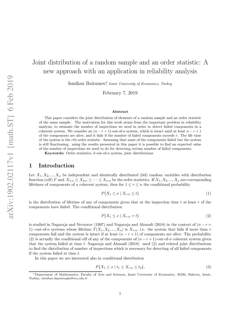 Joint distribution of a random sample and an order statistic: A new ...