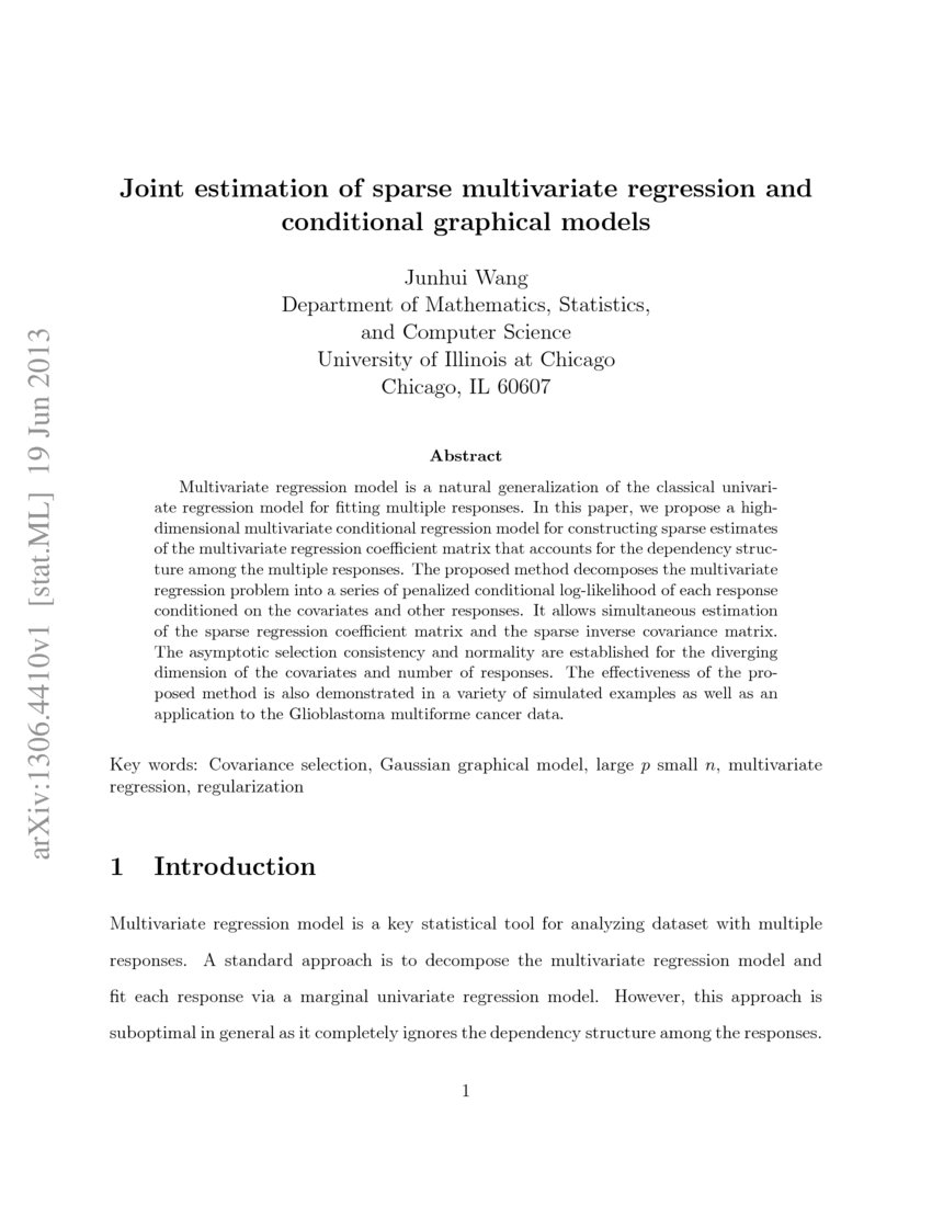 Joint Estimation Of Sparse Multivariate Regression And Conditional Graphical Models Deepai 4356