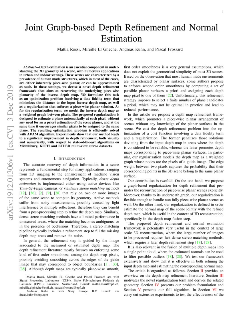 Joint Graph-based Depth Refinement and Normal Estimation | DeepAI