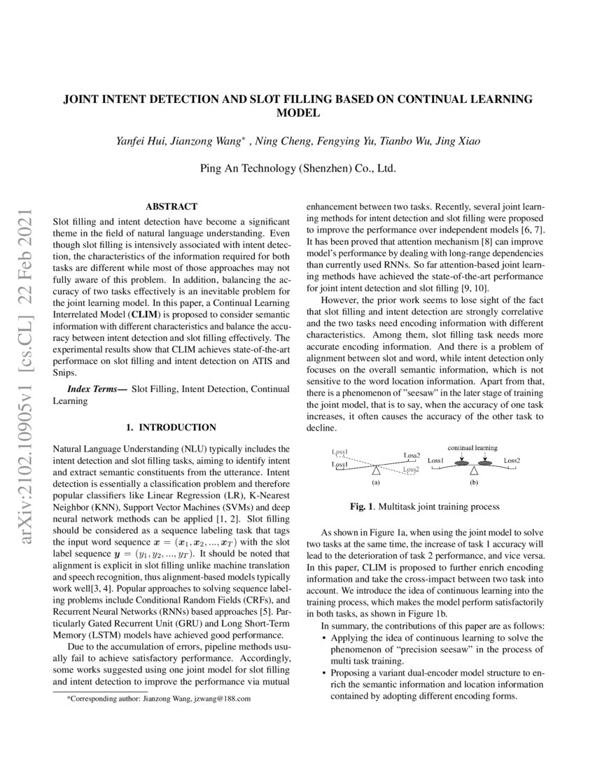Joint Intent Detection And Slot Filling Based On Continual Learning Model Deepai
