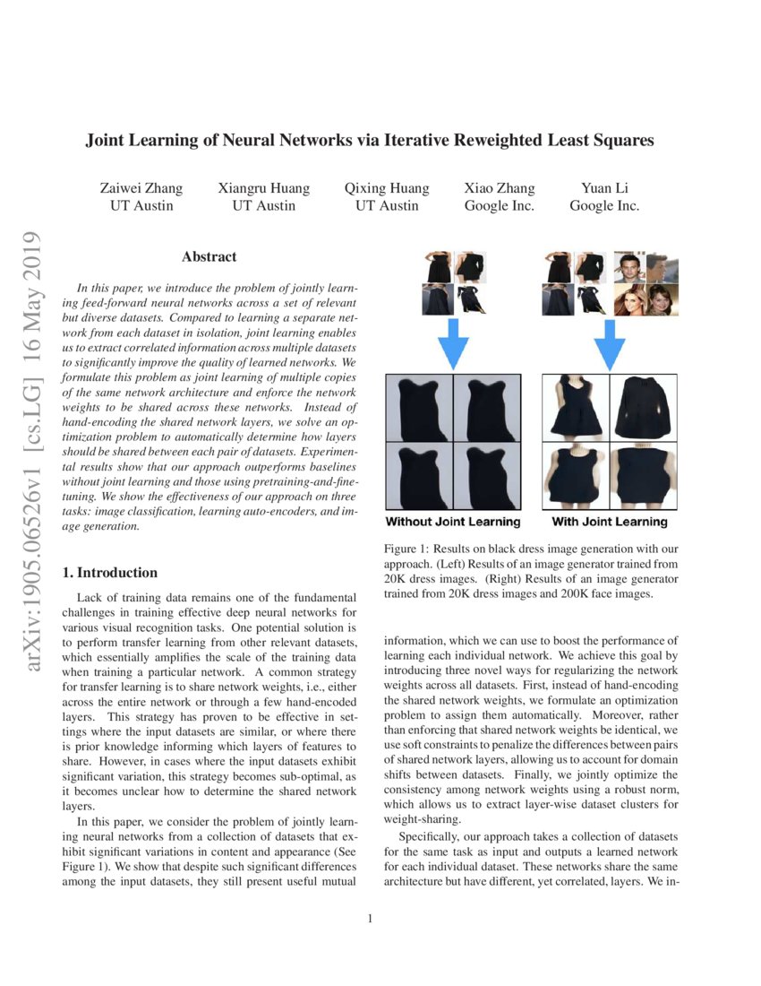Joint Learning of Neural Networks via Iterative Reweighted Least ...