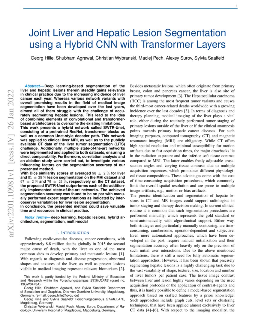 Joint Liver And Hepatic Lesion Segmentation Using A Hybrid Cnn With