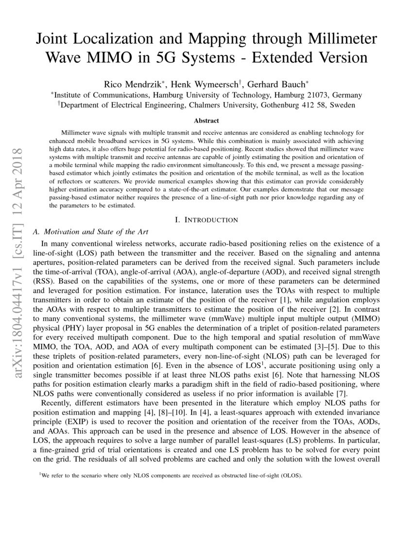 Joint Localization and Mapping through Millimeter Wave MIMO in 5G Systems - Extended Version ...