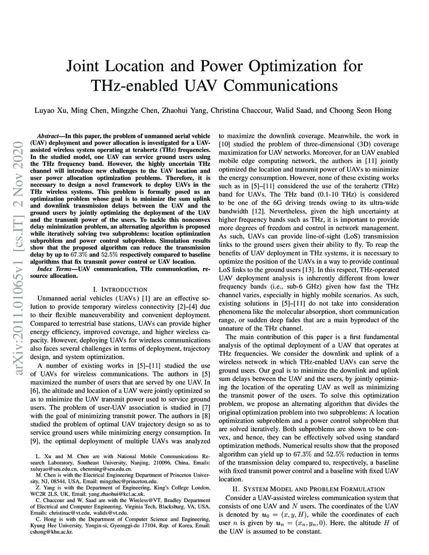 Joint Location And Power Optimization For Thz Enabled Uav Communications Deepai
