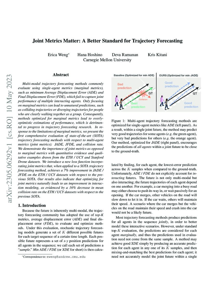 Joint Metrics Matter A Better Standard For Trajectory Forecasting Deepai