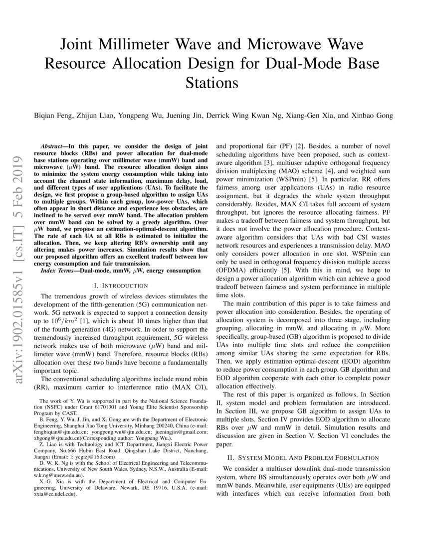 Joint Millimeter Wave and Microwave Wave Resource Allocation Design for Dual-Mode Base Stations ...