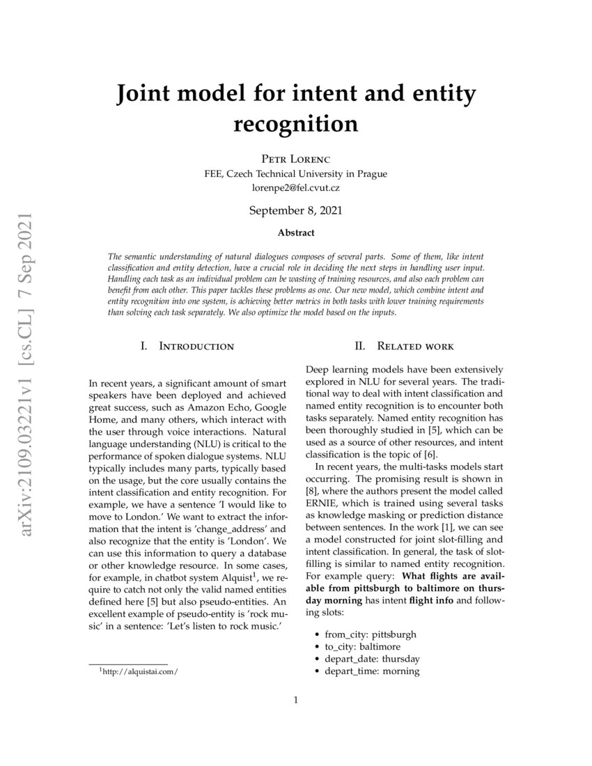 Joint model for intent and entity recognition | DeepAI