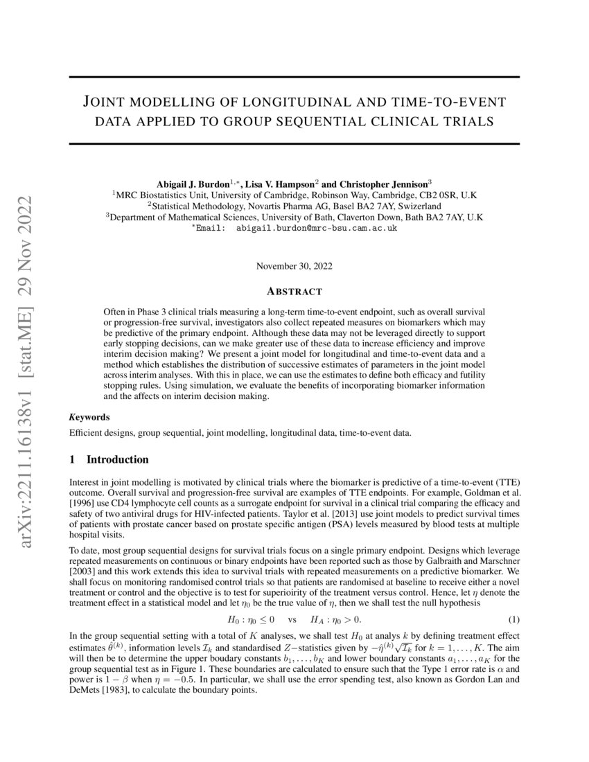 Joint Modelling Of Longitudinal And Time To Event Data Applied To Group