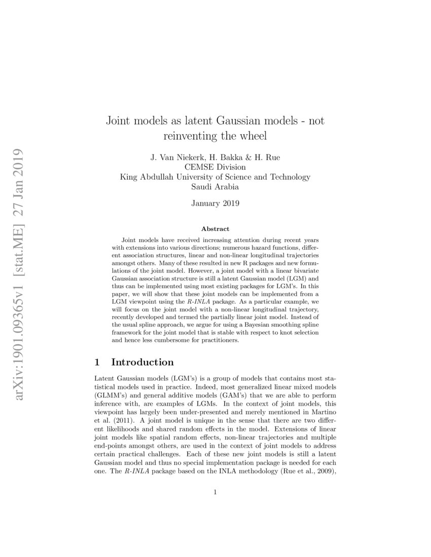 Joint Models As Latent Gaussian Models Not Reinventing The Wheel Deepai