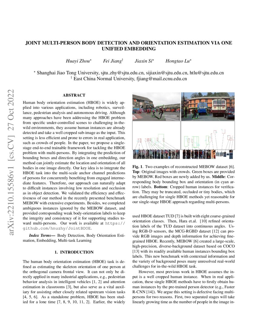 Joint Multi Person Body Detection And Orientation Estimation Via One Unified Embedding Deepai