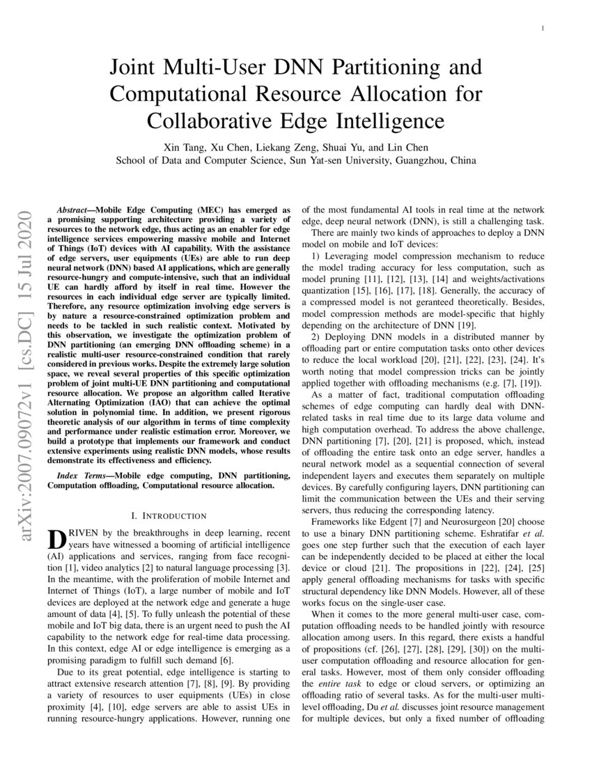 Joint Multi User Dnn Partitioning And Computational Resource Allocation For Collaborative Edge