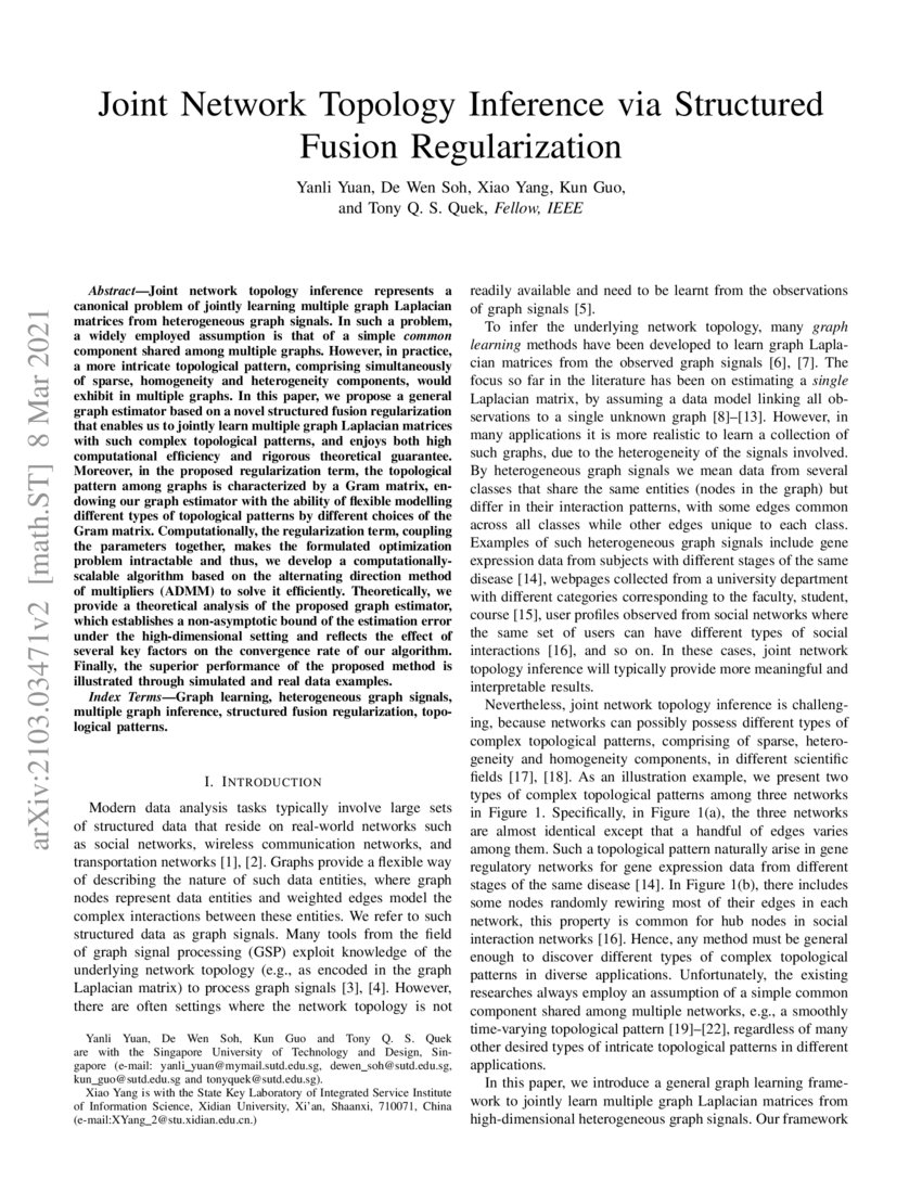 Joint Network Topology Inference via Structured Fusion Regularization | DeepAI