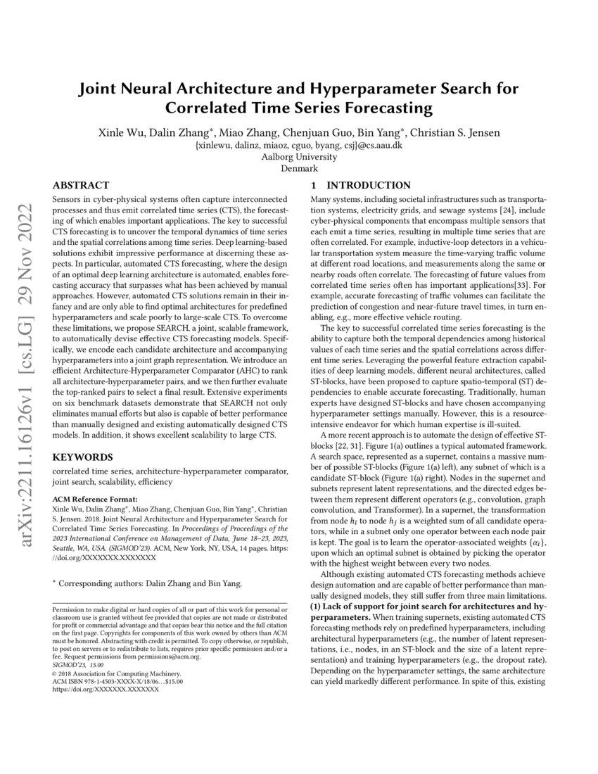 Joint Neural Architecture And Hyperparameter Search For Correlated Time Series Forecasting Deepai
