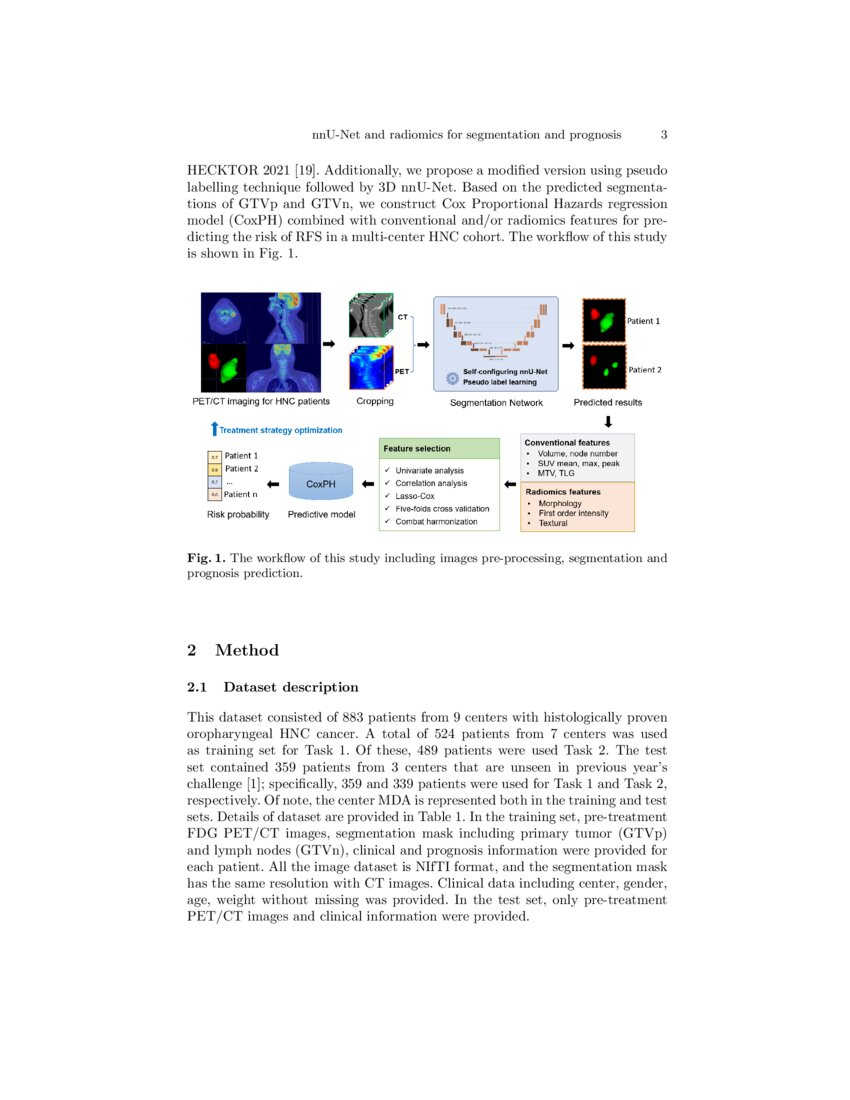 Joint Nnu Net And Radiomics Approaches For Segmentation And Prognosis Of Head And Neck Cancers