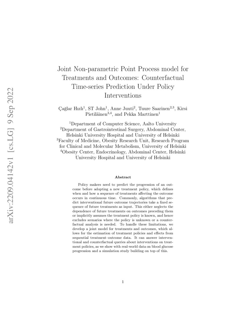 Joint Non Parametric Point Process Model For Treatments And Outcomes Counterfactual Time Series
