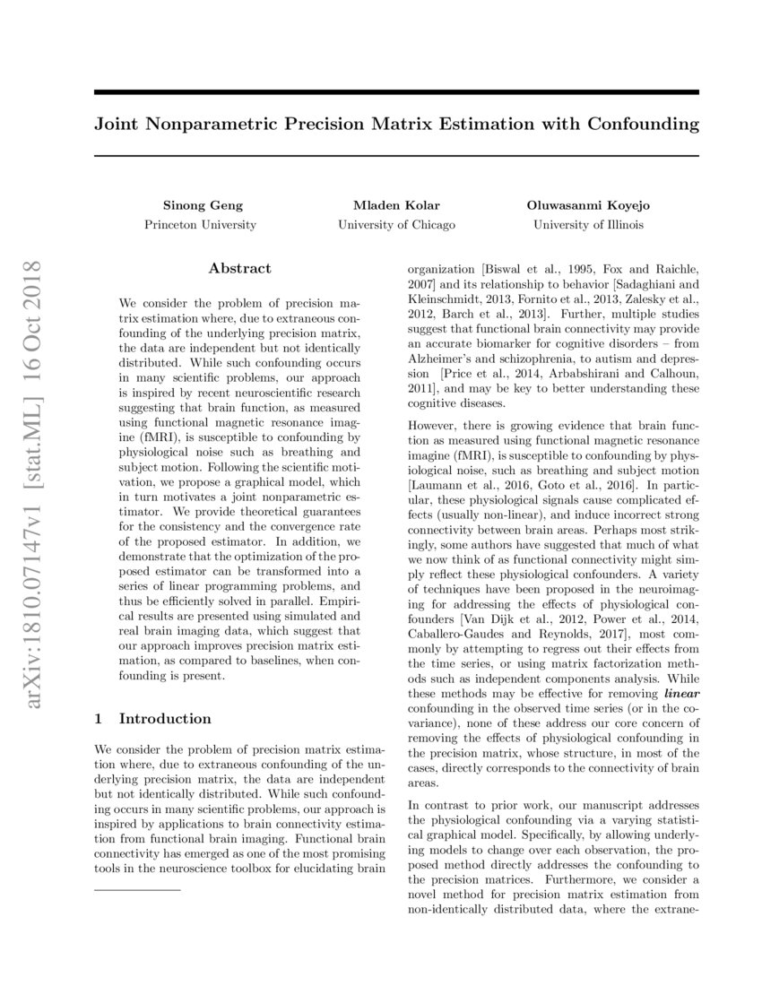 Joint Nonparametric Precision Matrix Estimation With Confounding Deepai