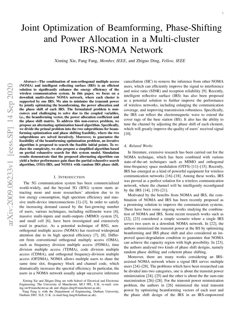 Joint Optimization of Beamforming, Phase-Shifting and Power Allocation in a Multi-cluster IRS ...