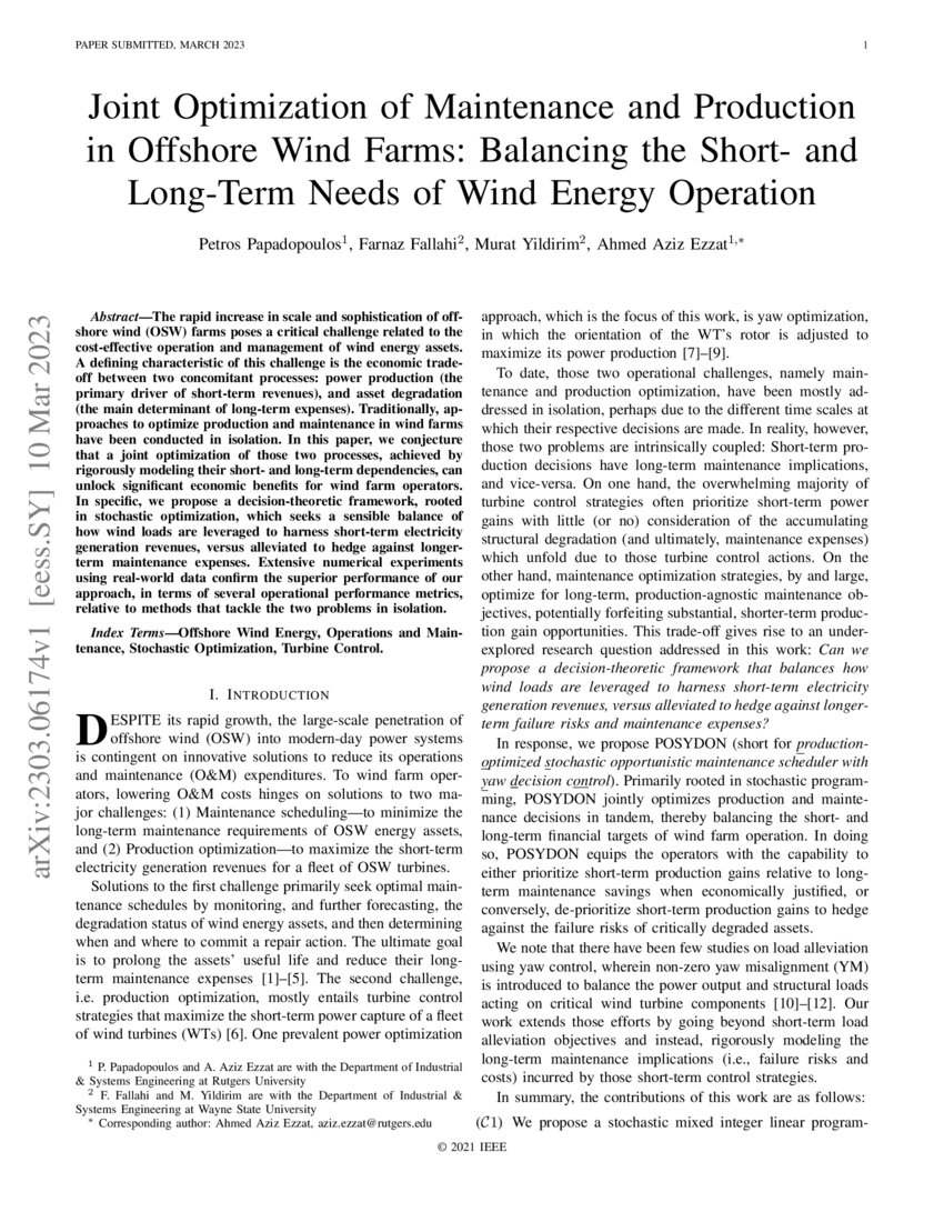 Joint Optimization Of Maintenance And Production In Offshore Wind Farms