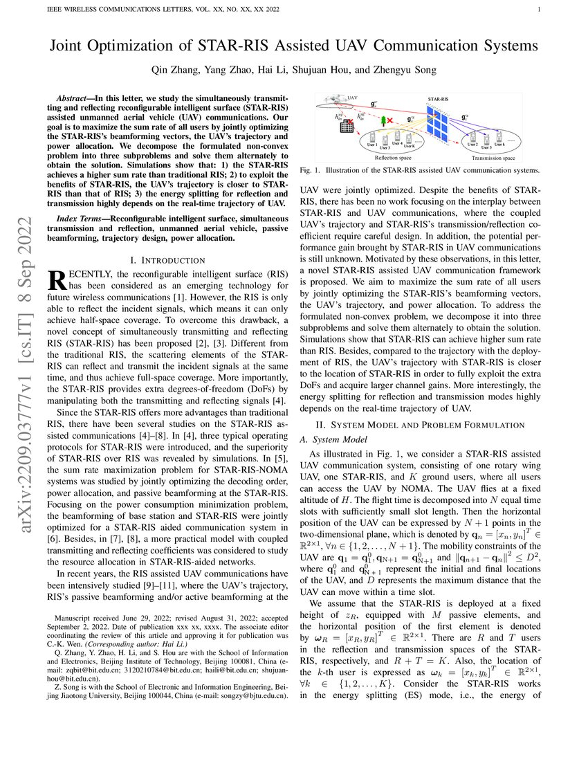 Joint Optimization Of Star Ris Assisted Uav Communication Systems Deepai