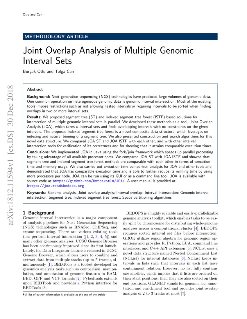 Joint Overlap Analysis of Multiple Genomic Interval Sets | DeepAI