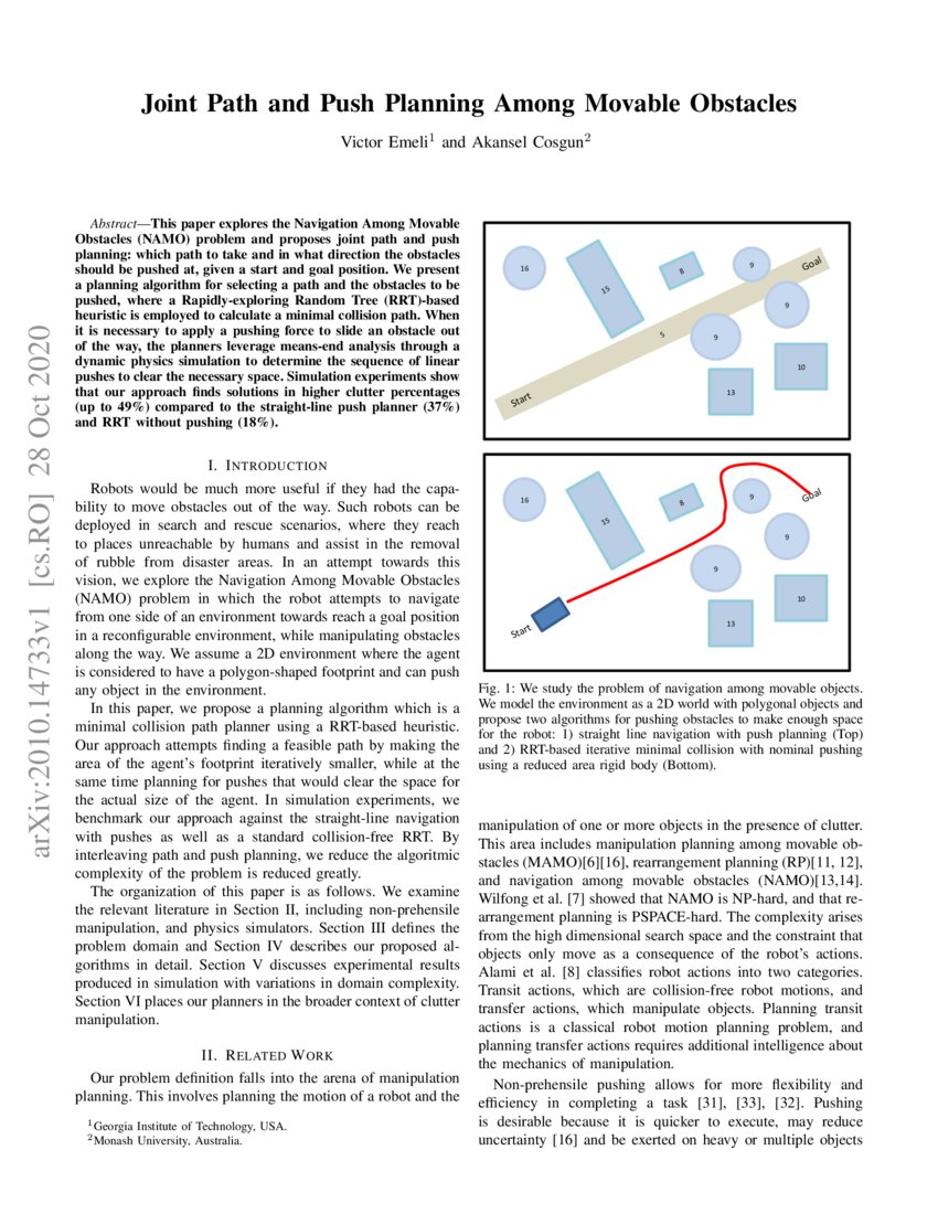 Joint Path and Push Planning Among Movable Obstacles | DeepAI