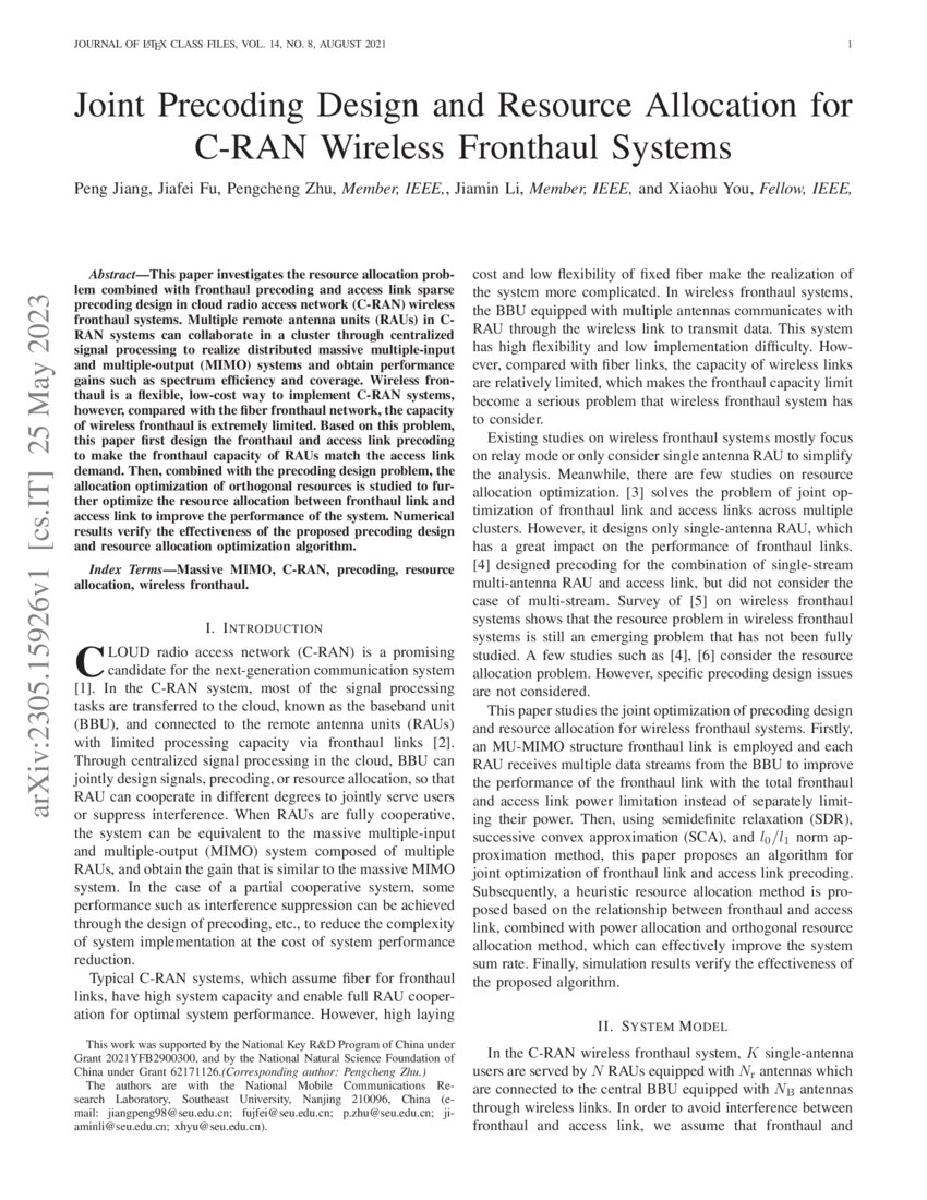 Joint Precoding Design And Resource Allocation For C Ran Wireless 1493