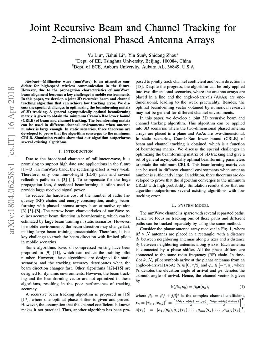 Joint Recursive Beam and Channel Tracking for 2-dimensional Phased ...
