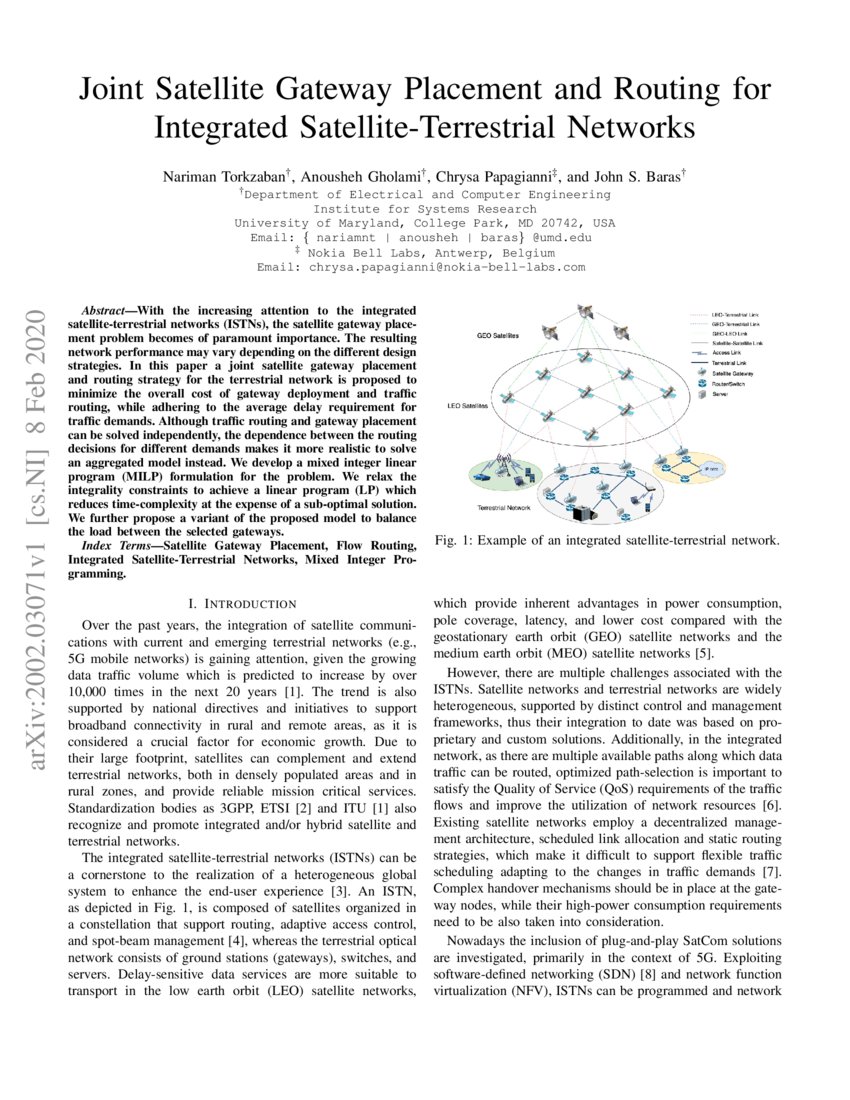 Joint Satellite Gateway Placement and Routing for Integrated Satellite ...