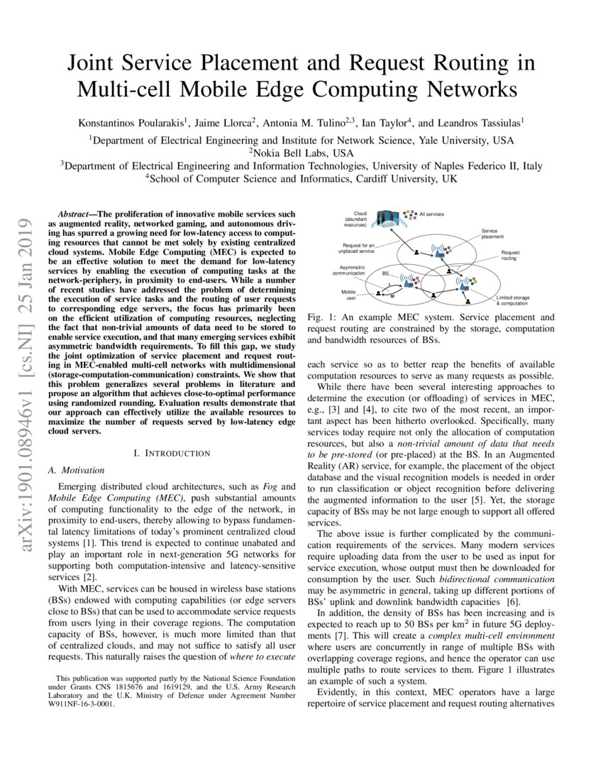 Joint Service Placement And Request Routing In Multi Cell Mobile Edge Computing Networks Deepai
