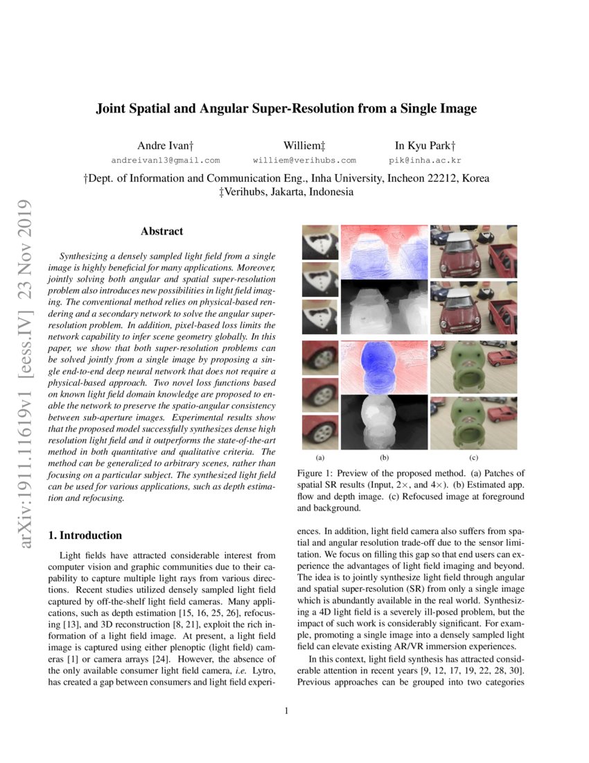 Joint Spatial and Angular Super-Resolution from a Single Image | DeepAI