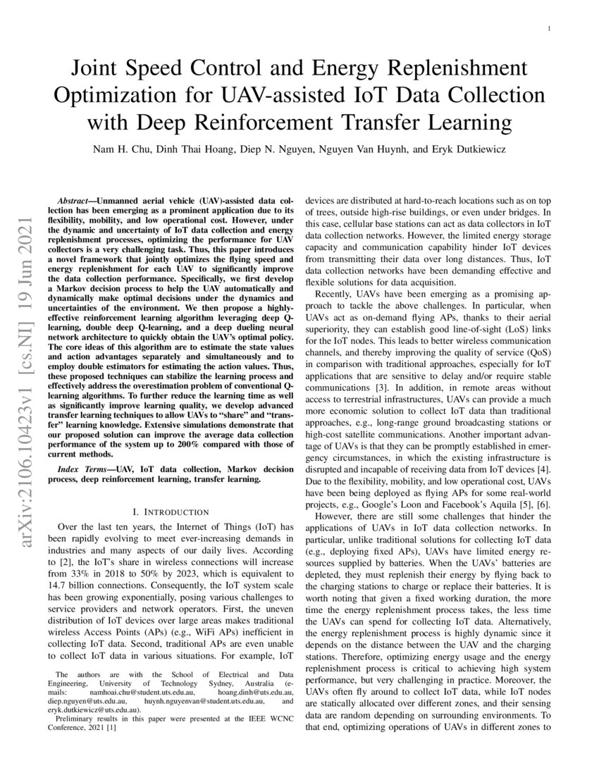 Joint Speed Control and Energy Replenishment Optimization for UAV-assisted IoT Data Collection ...