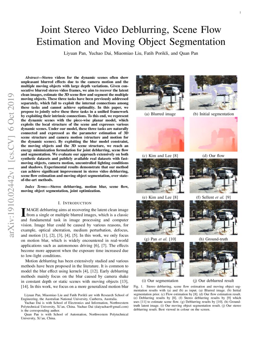 Joint Stereo Video Deblurring, Scene Flow Estimation and Moving Object ...