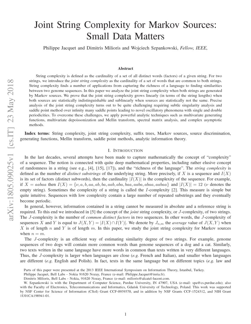 Joint String Complexity for Markov Sources: Small Data Matters | DeepAI