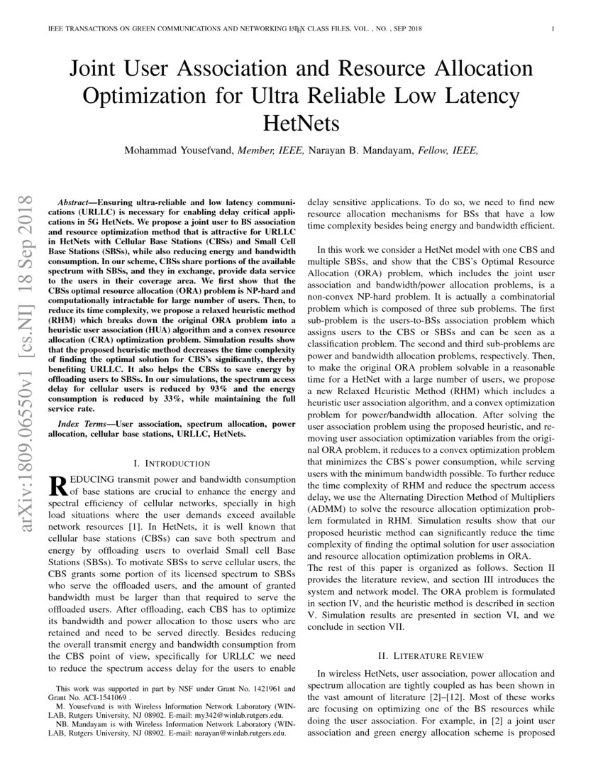 Joint User Association And Resource Allocation Optimization For Ultra
