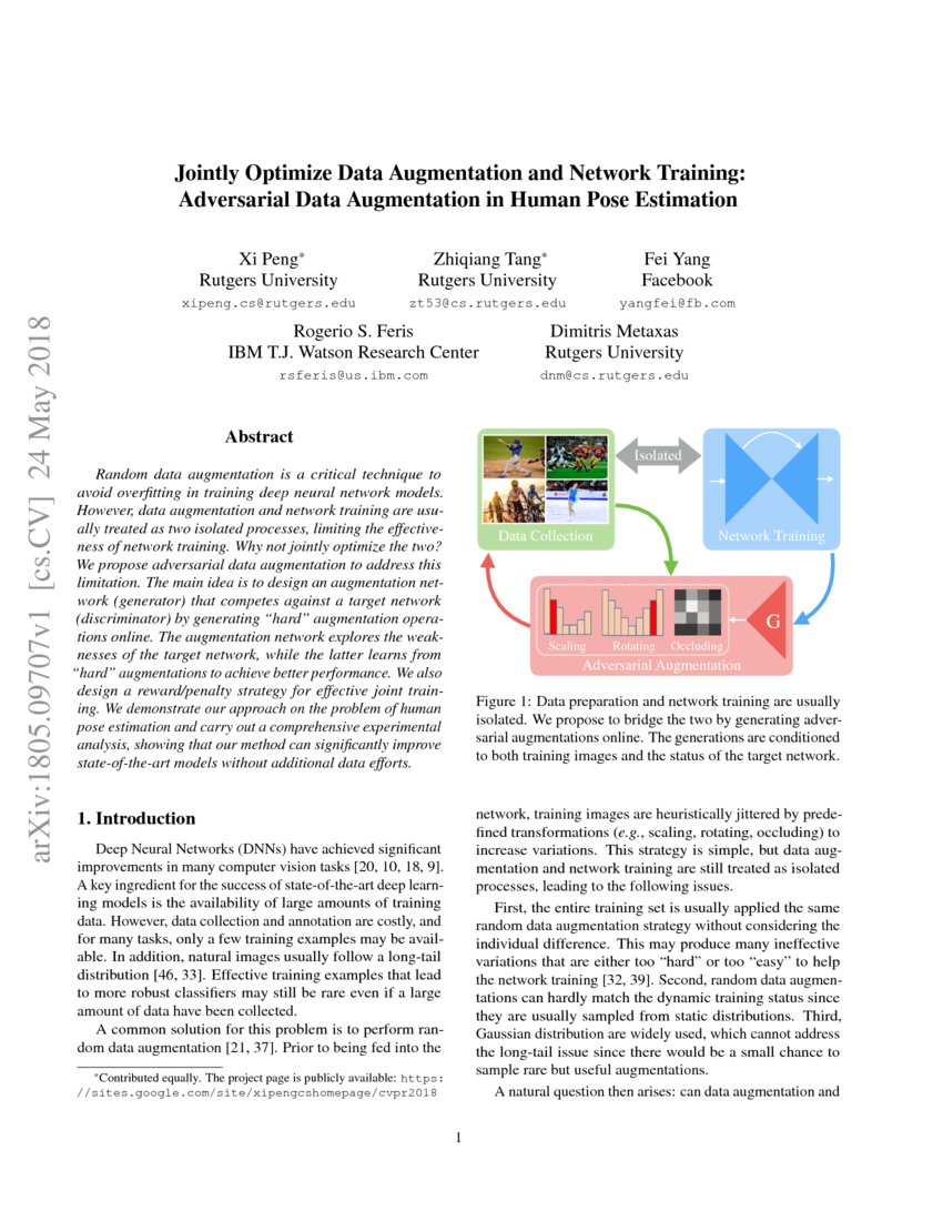 Jointly Optimize Data Augmentation And Network Training Adversarial Data Augmentation In Human