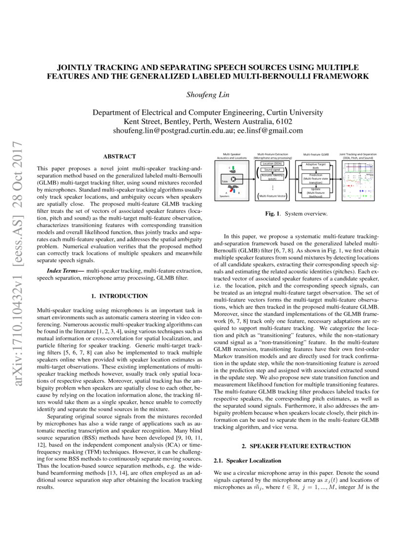 Jointly Tracking And Separating Speech Sources Using Multiple Features And The Generalized