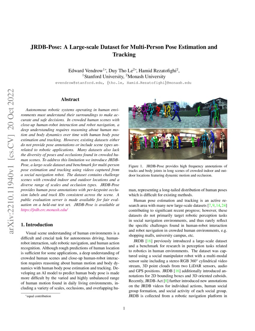 JRDB-Pose: A Large-scale Dataset for Multi-Person Pose Estimation and Tracking | DeepAI