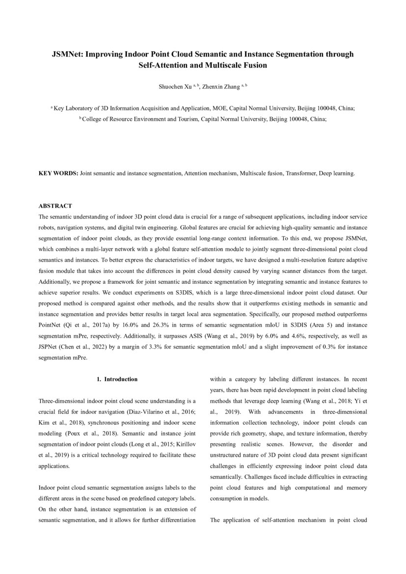 Jsmnet Improving Indoor Point Cloud Semantic And Instance Segmentation Through Self Attention