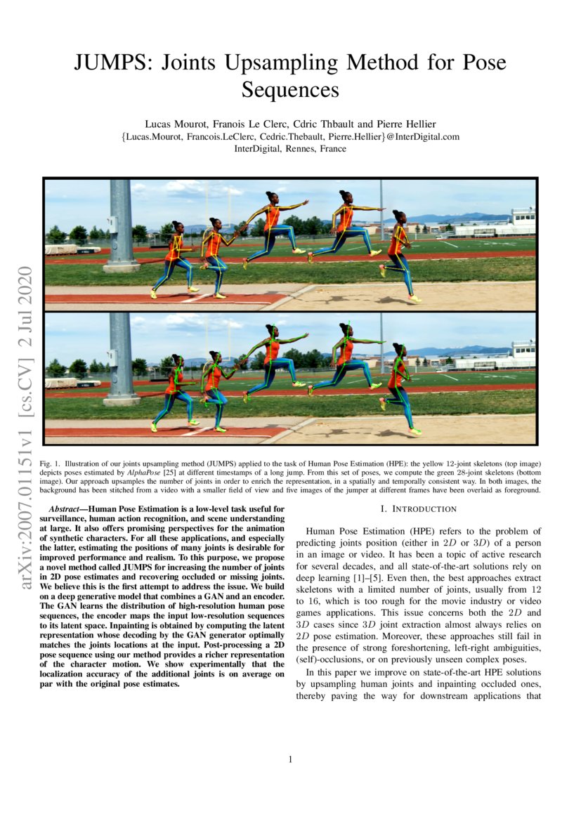 JUMPS: Joints Upsampling Method for Pose Sequences | DeepAI