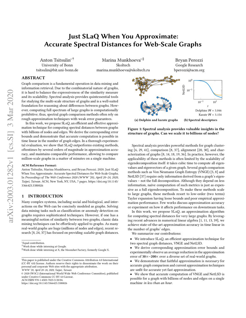 Just Slaq When You Approximate Accurate Spectral Distances For Web Scale Graphs Deepai