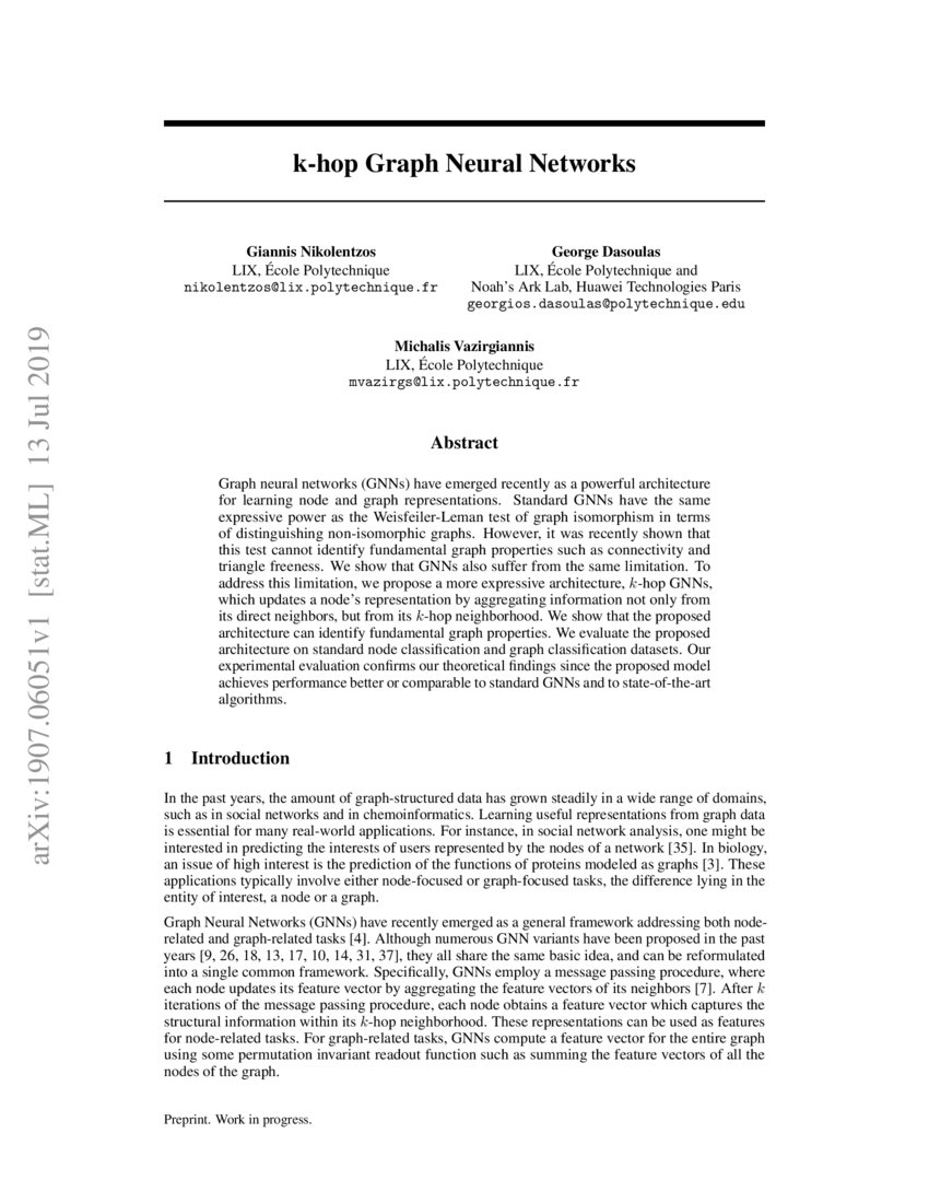 k-hop Graph Neural Networks | DeepAI