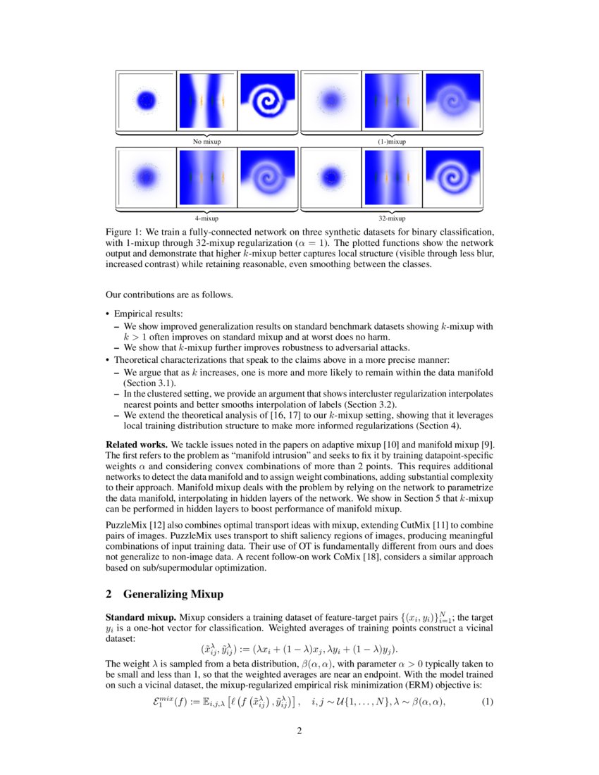 k-Mixup Regularization for Deep Learning via Optimal Transport | DeepAI