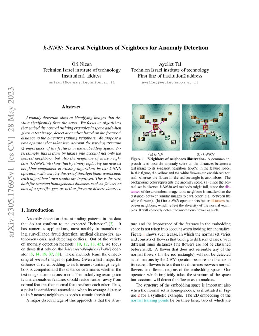 k-NNN: Nearest Neighbors of Neighbors for Anomaly Detection | DeepAI