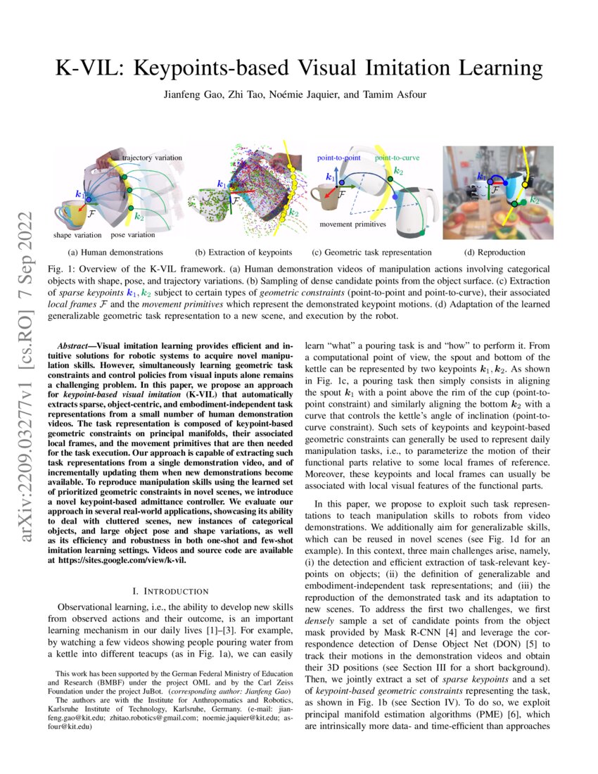 K-VIL: Keypoints-based Visual Imitation Learning | DeepAI K-VIL: Keypoints-based Visual Imitation Learning | DeepAI