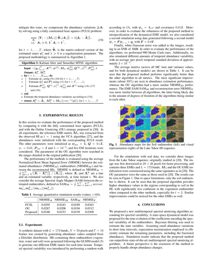 Kalman Filtering And Expectation Maximization For Multitemporal