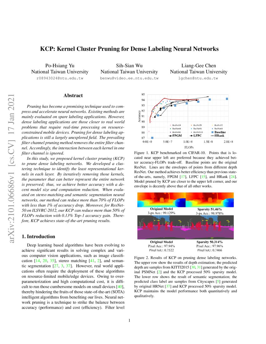 KCP: Kernel Cluster Pruning for Dense Labeling Neural Networks | DeepAI