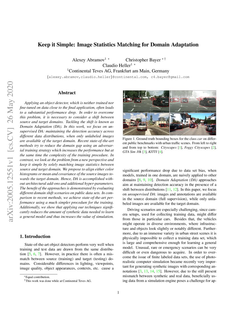 Keep it Simple: Image Statistics Matching for Domain Adaptation | DeepAI